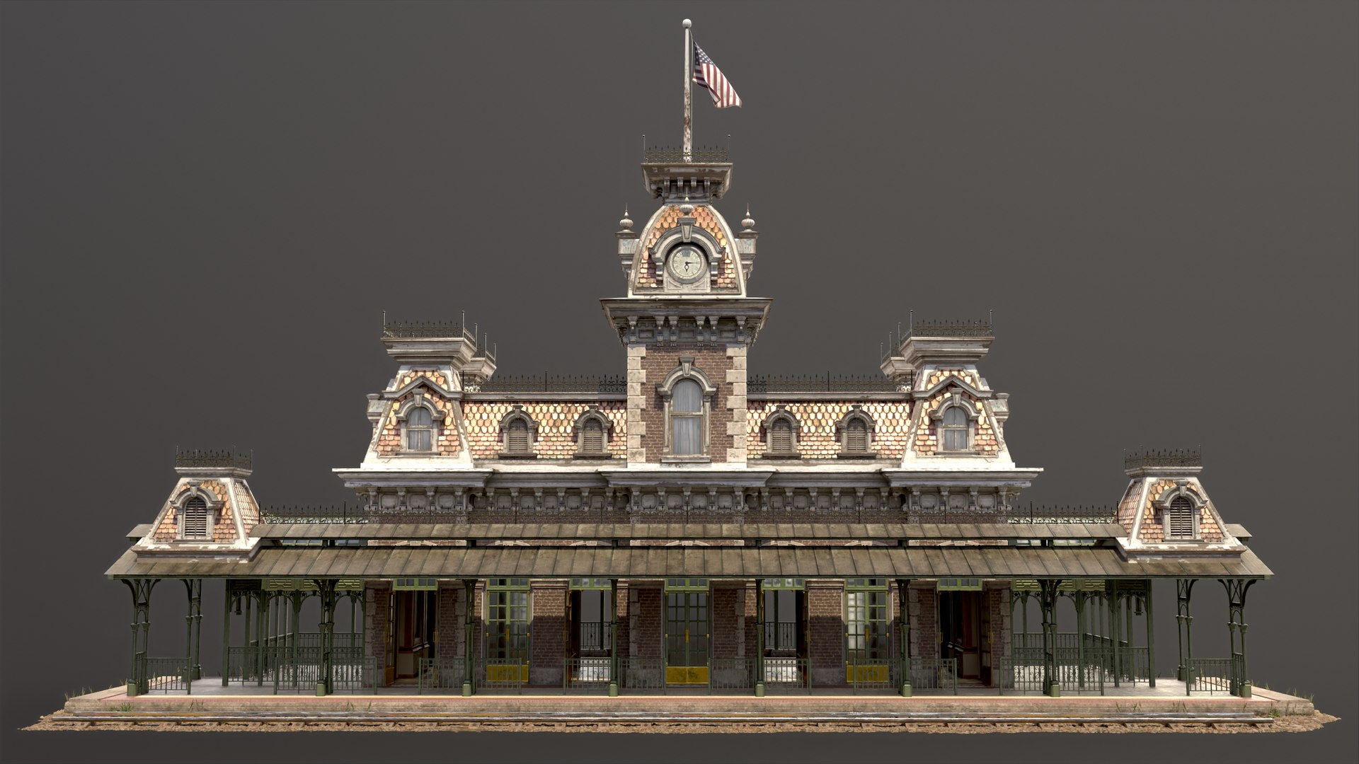 Old Abandoned Railroad Station Model - TurboSquid 2195338