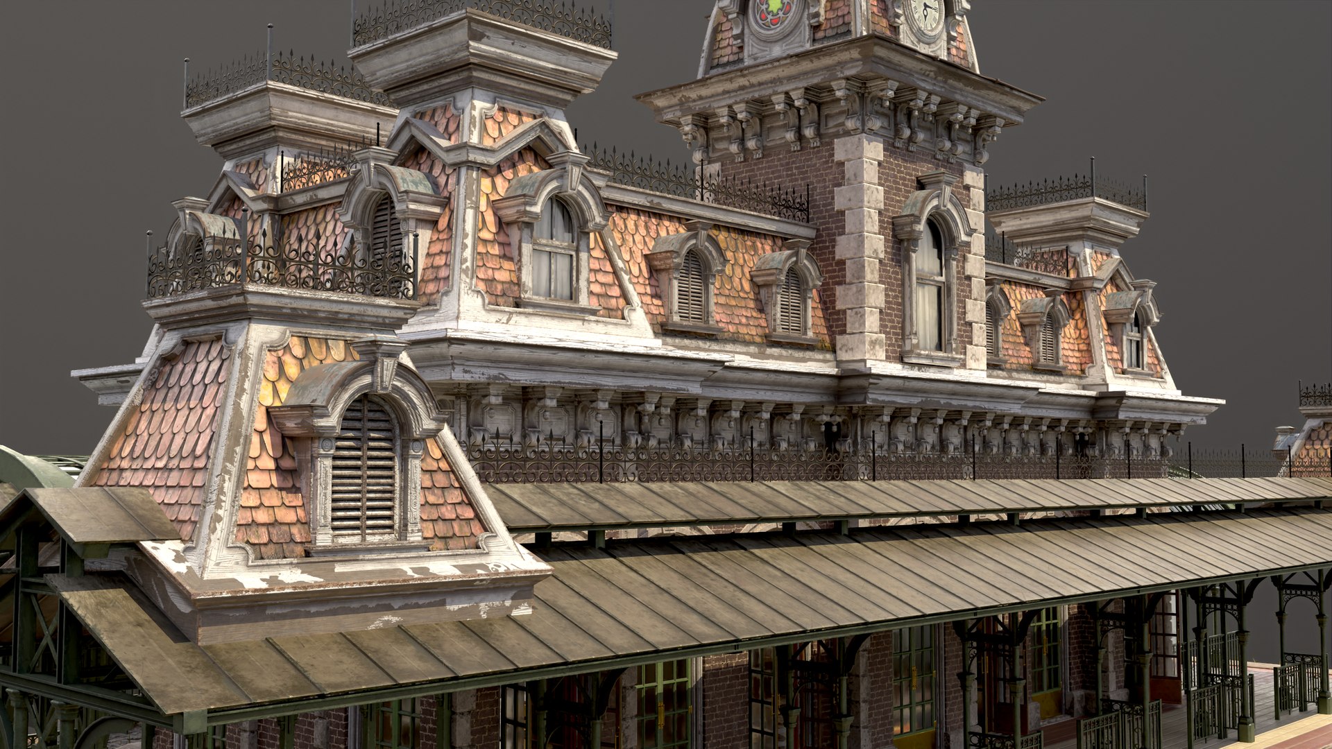 Old Abandoned Railroad Station Model - TurboSquid 2195338