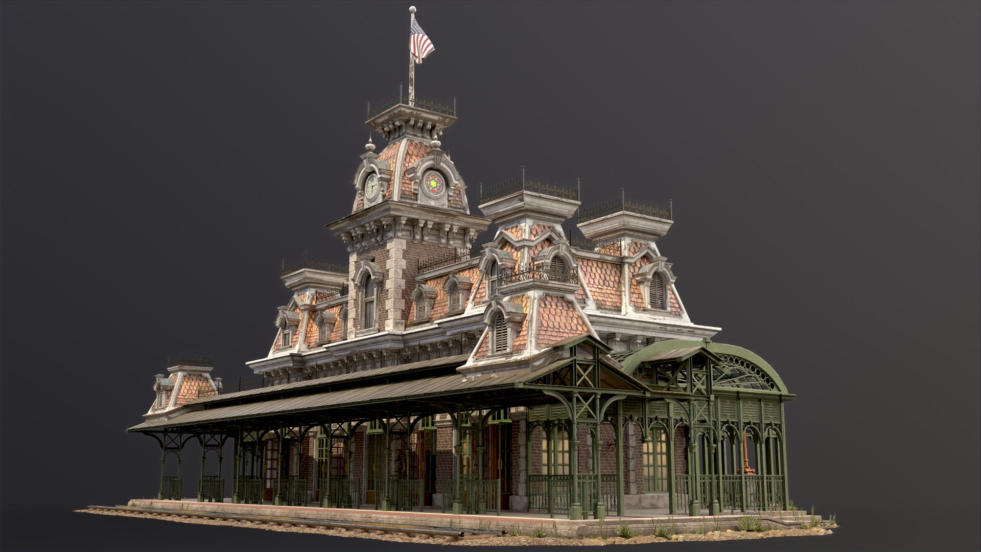 Old Abandoned Railroad Station Model - TurboSquid 2195338