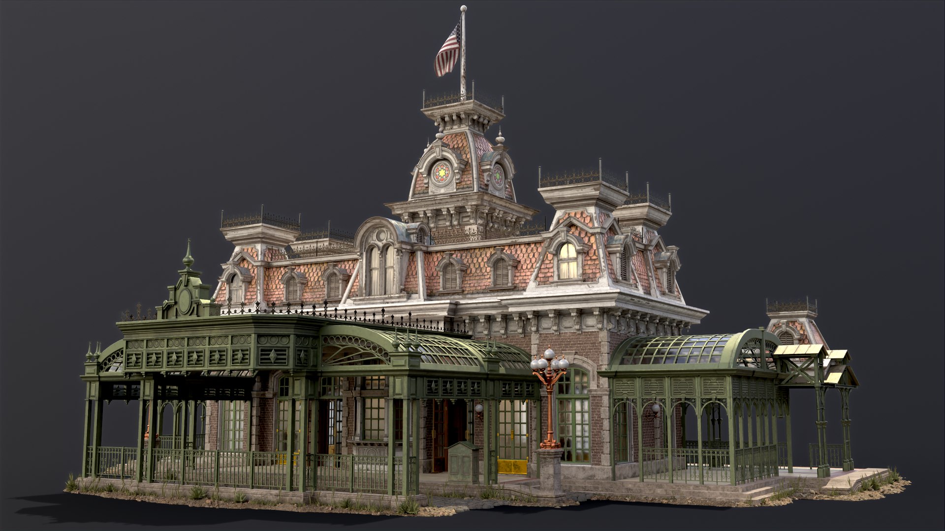 Old Abandoned Railroad Station Model - TurboSquid 2195338