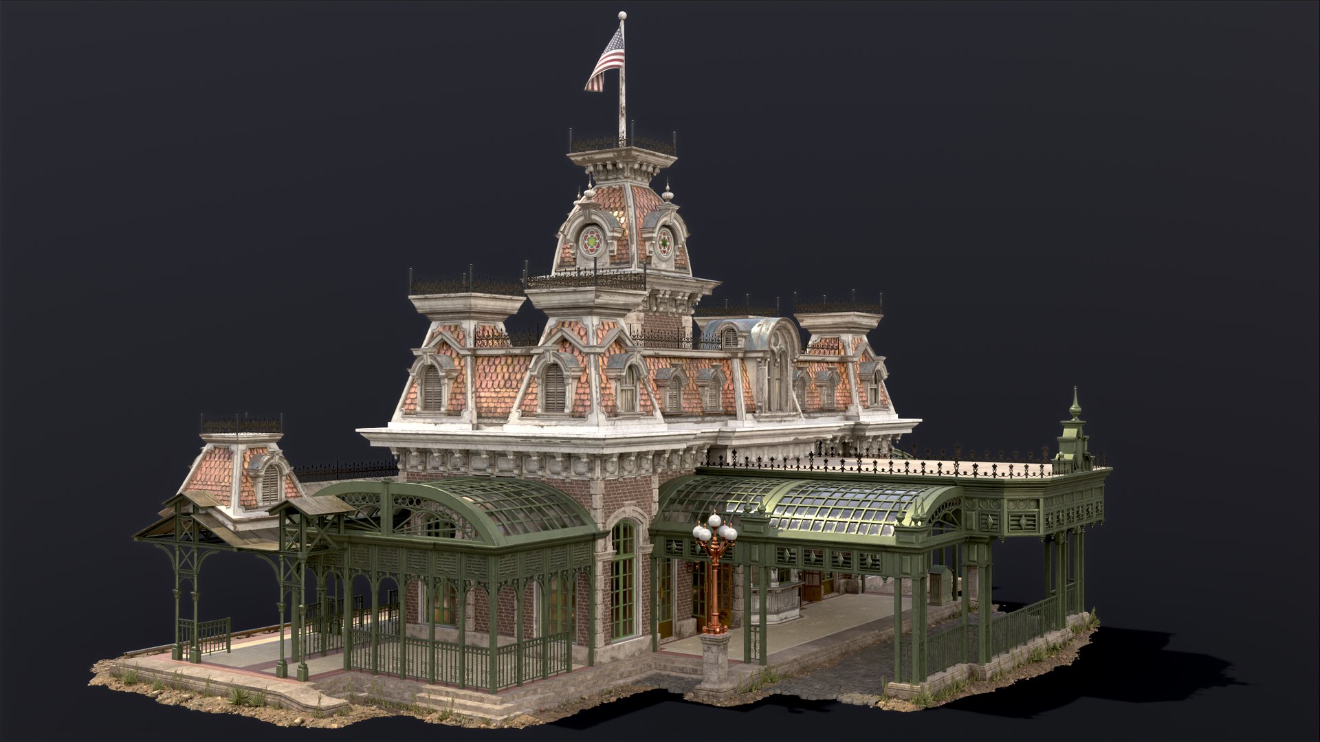 Old Abandoned Railroad Station Model - TurboSquid 2195338