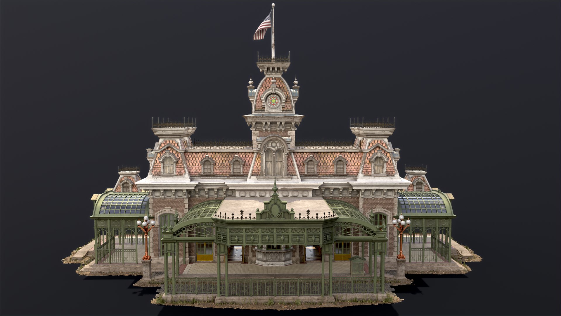 Old Abandoned Railroad Station Model - TurboSquid 2195338