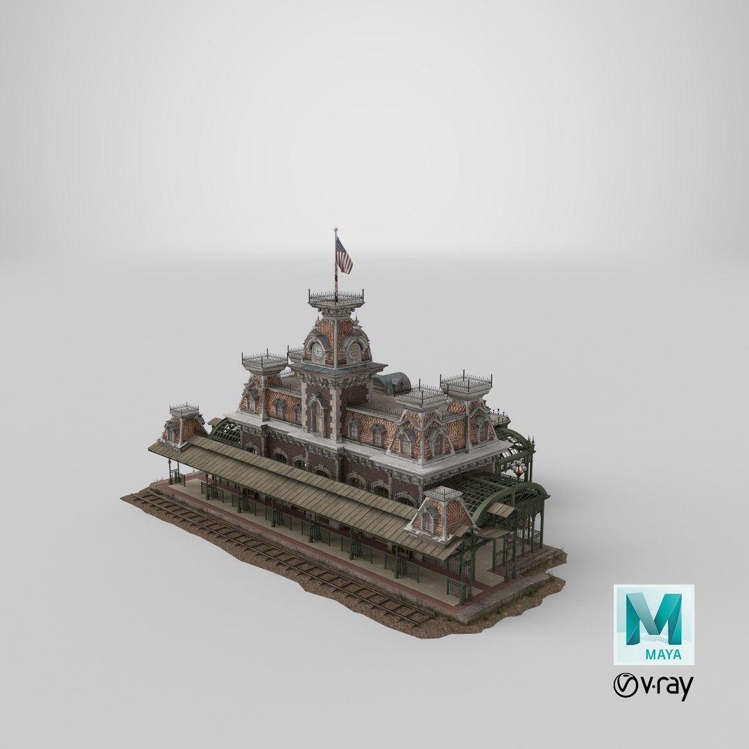 Old Abandoned Railroad Station Model - TurboSquid 2195338