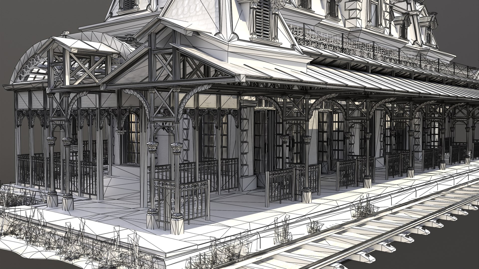 Old Abandoned Railroad Station Model - TurboSquid 2195338