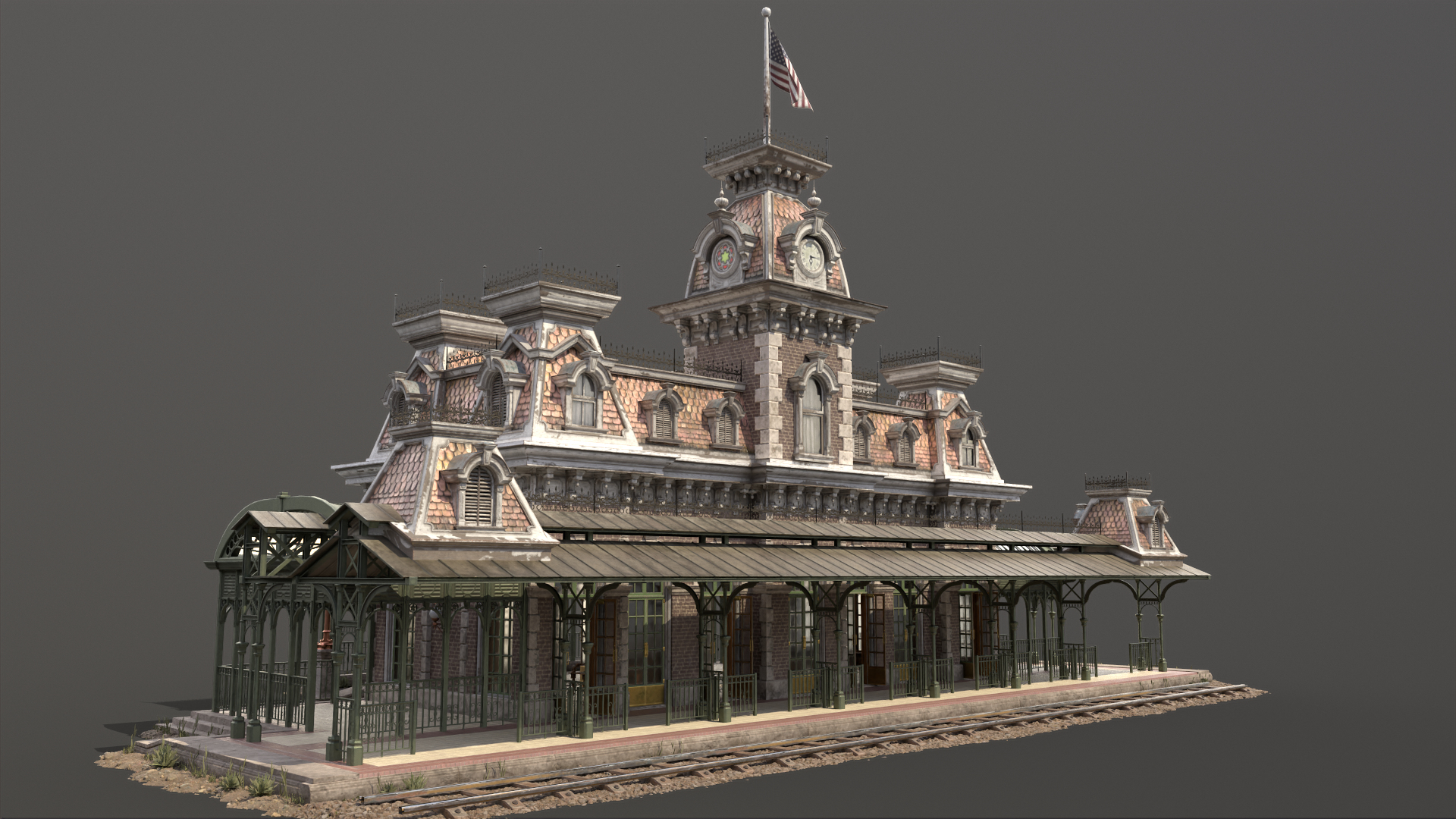 Old Abandoned Railroad Station Model - TurboSquid 2195338