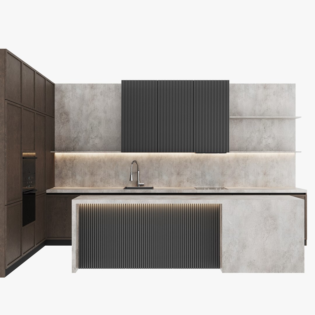 Modern Kitchen With Island 1 3D Model - TurboSquid 2061790