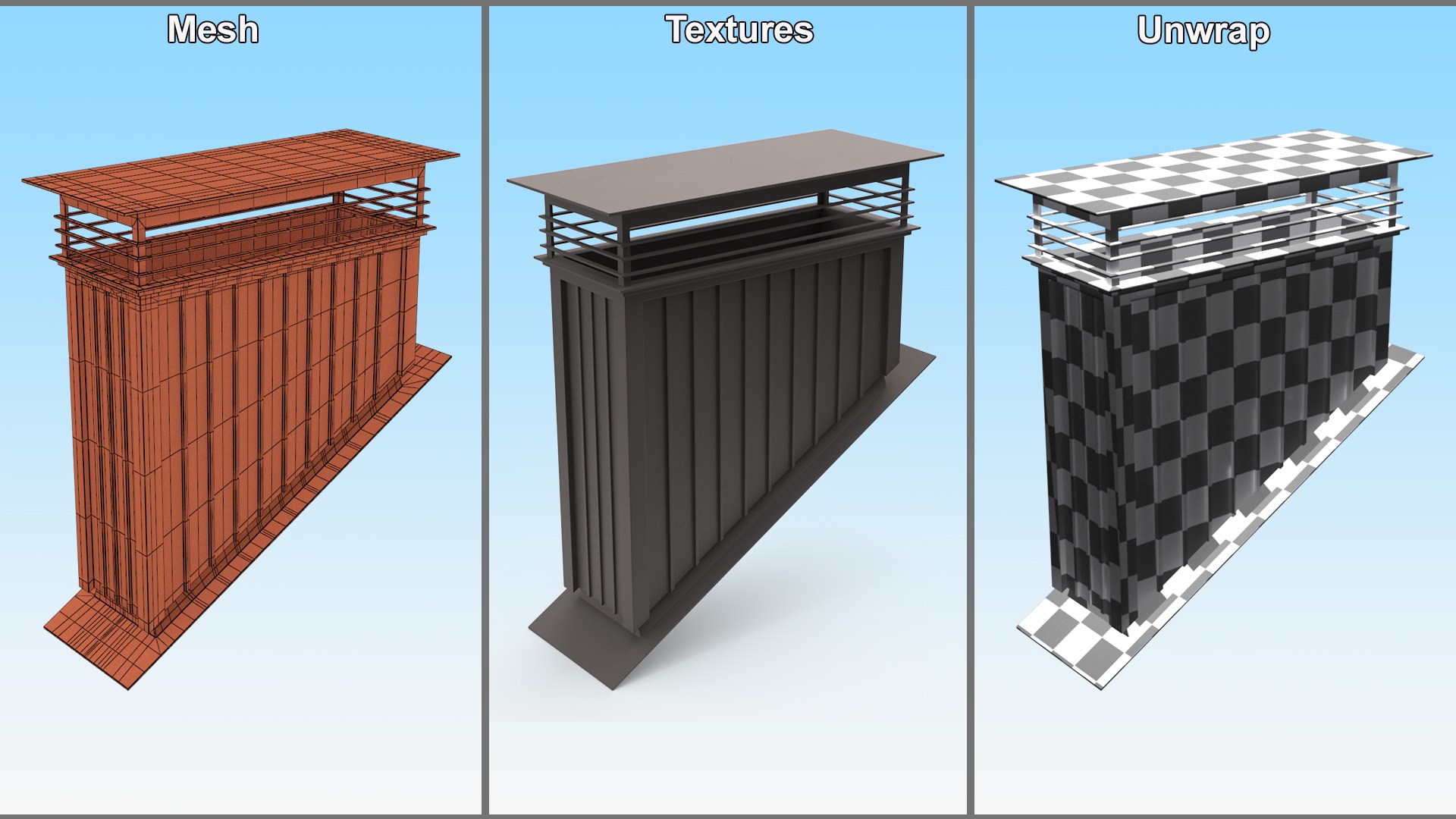 Rectangular Metal Chimney Black Corner Base 3D Model - TurboSquid 2051098