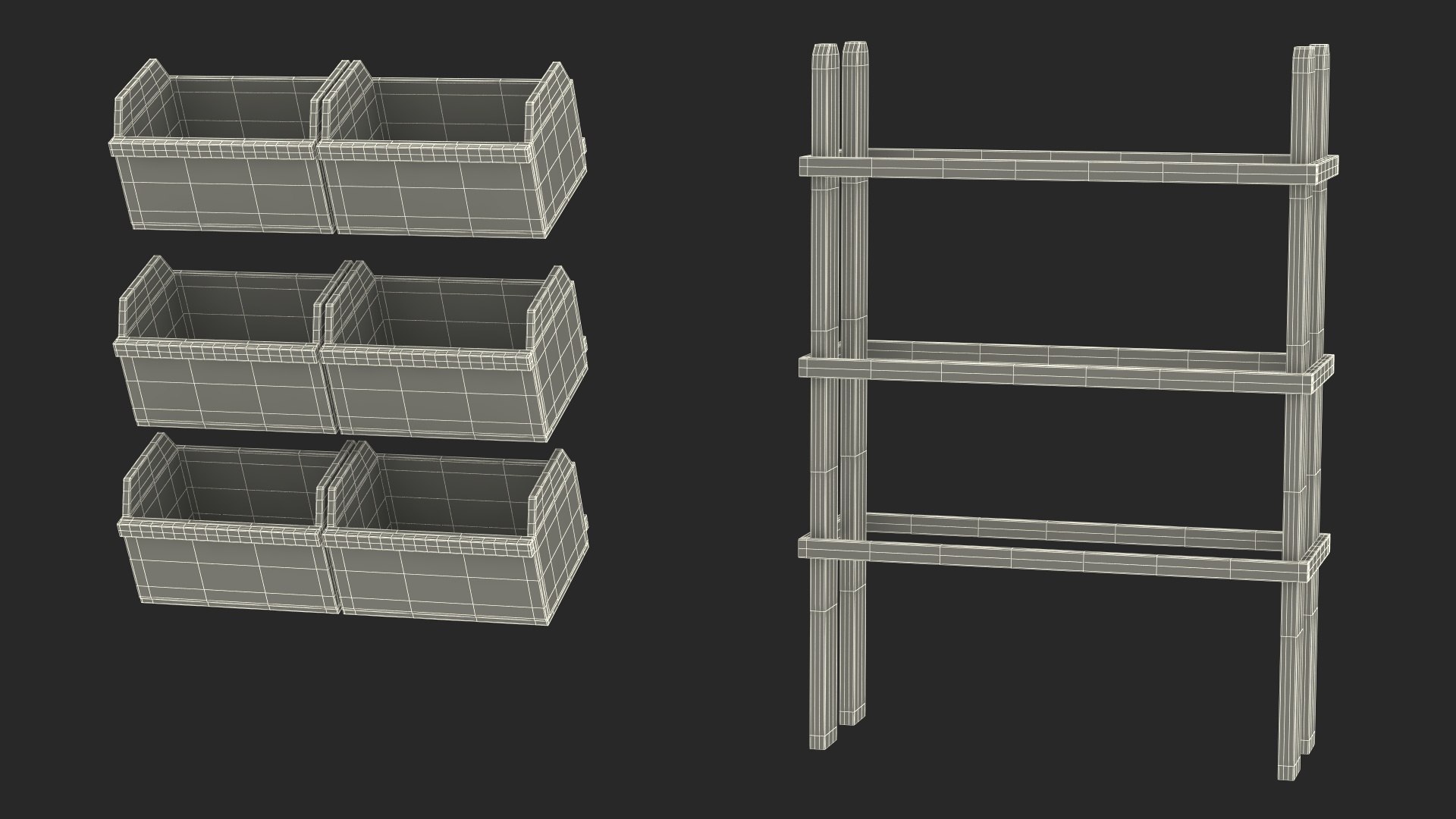 3D Wooden Display Stand With Crates Model - TurboSquid 2284093