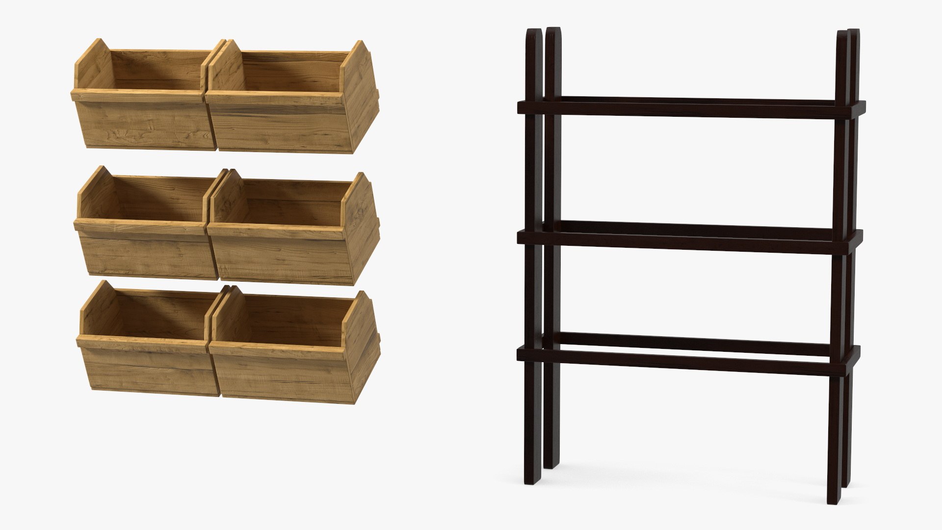 3D Wooden Display Stand With Crates Model - TurboSquid 2284093