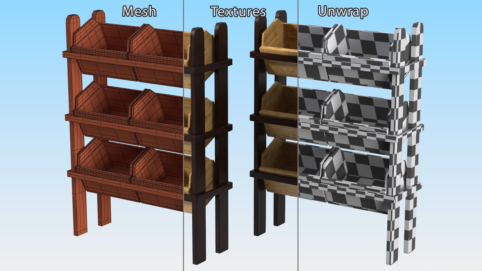 3D Wooden Display Stand With Crates Model - TurboSquid 2284093