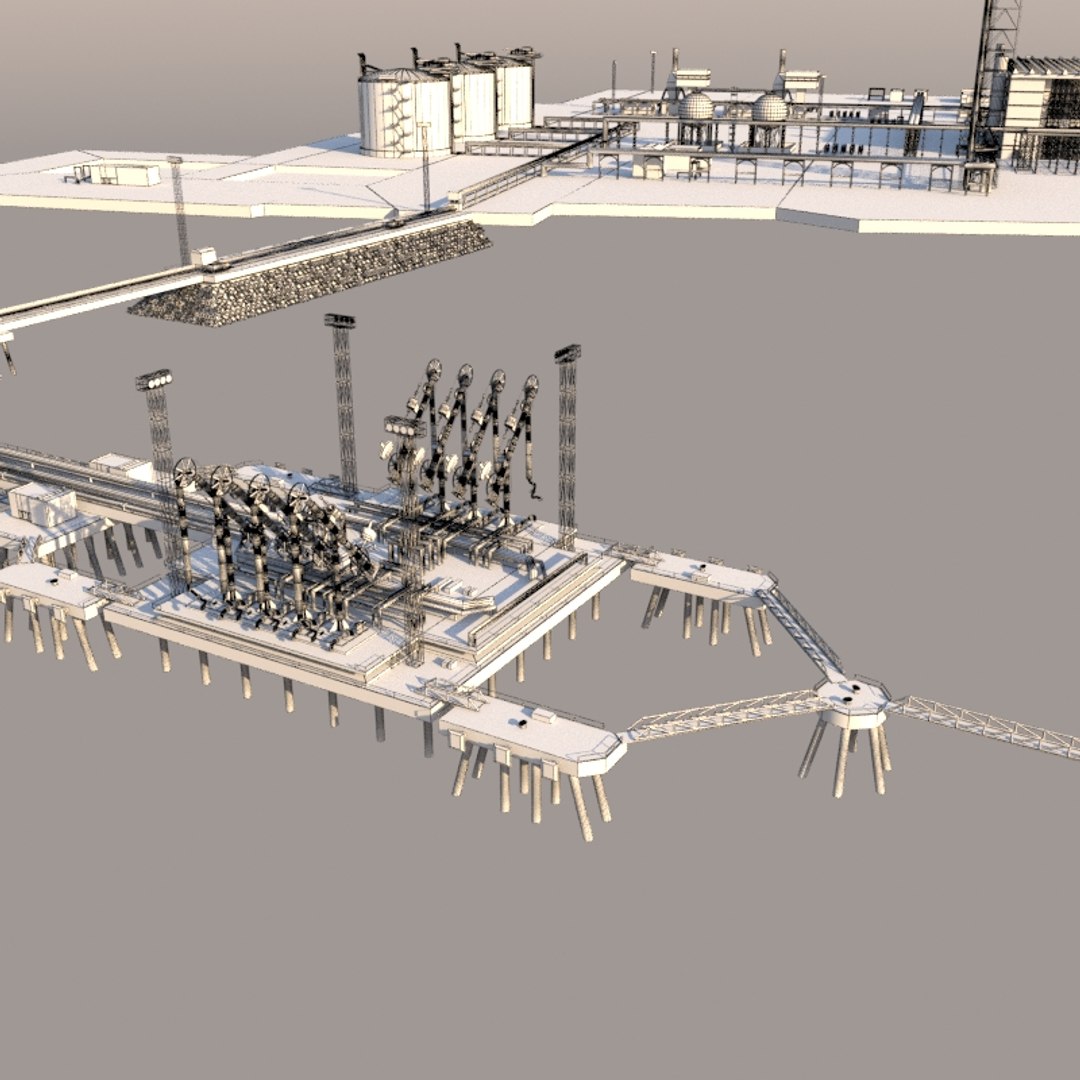 Lng Plant Oil Terminal 3D Model - TurboSquid 1712198