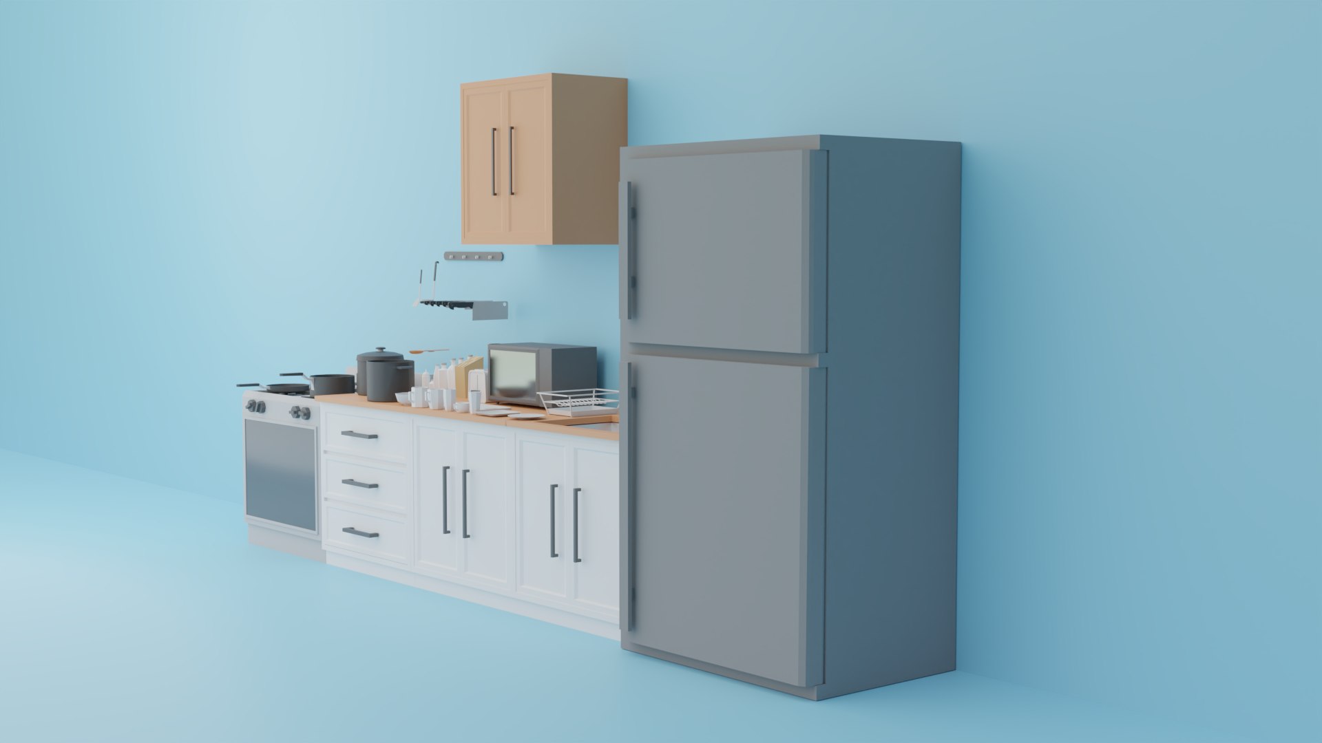 Low Poly Kitchen Set 3D Model - TurboSquid 1891517