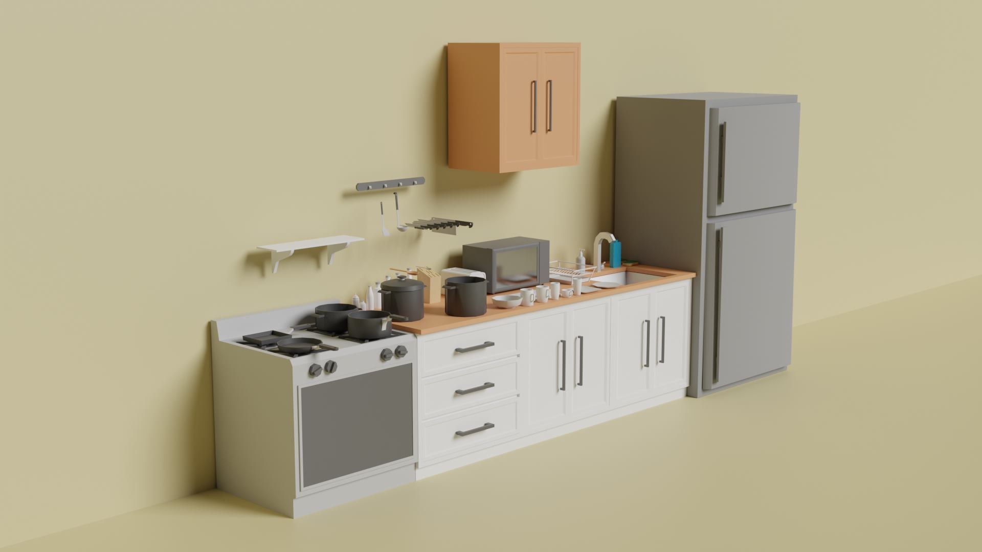 Low Poly Kitchen Set 3D Model - TurboSquid 1891517