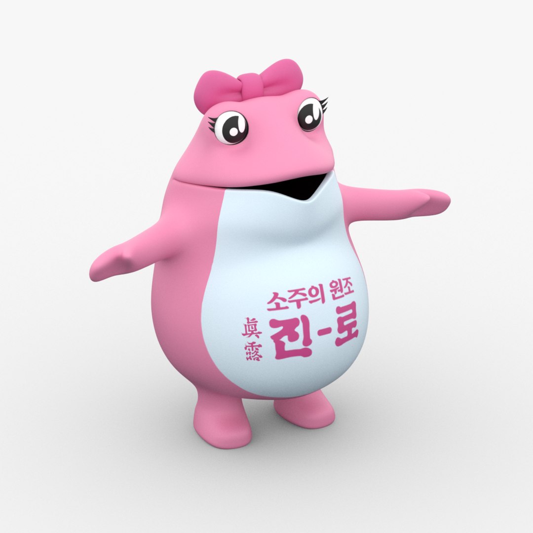 Korean Jinro Soju Toad Pink Character Model - TurboSquid 1917526