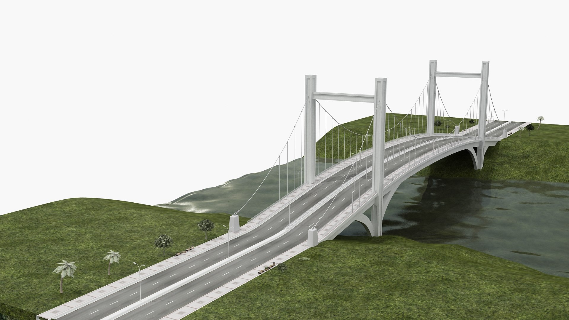 3D Suspension Bridge Model - TurboSquid 1277546