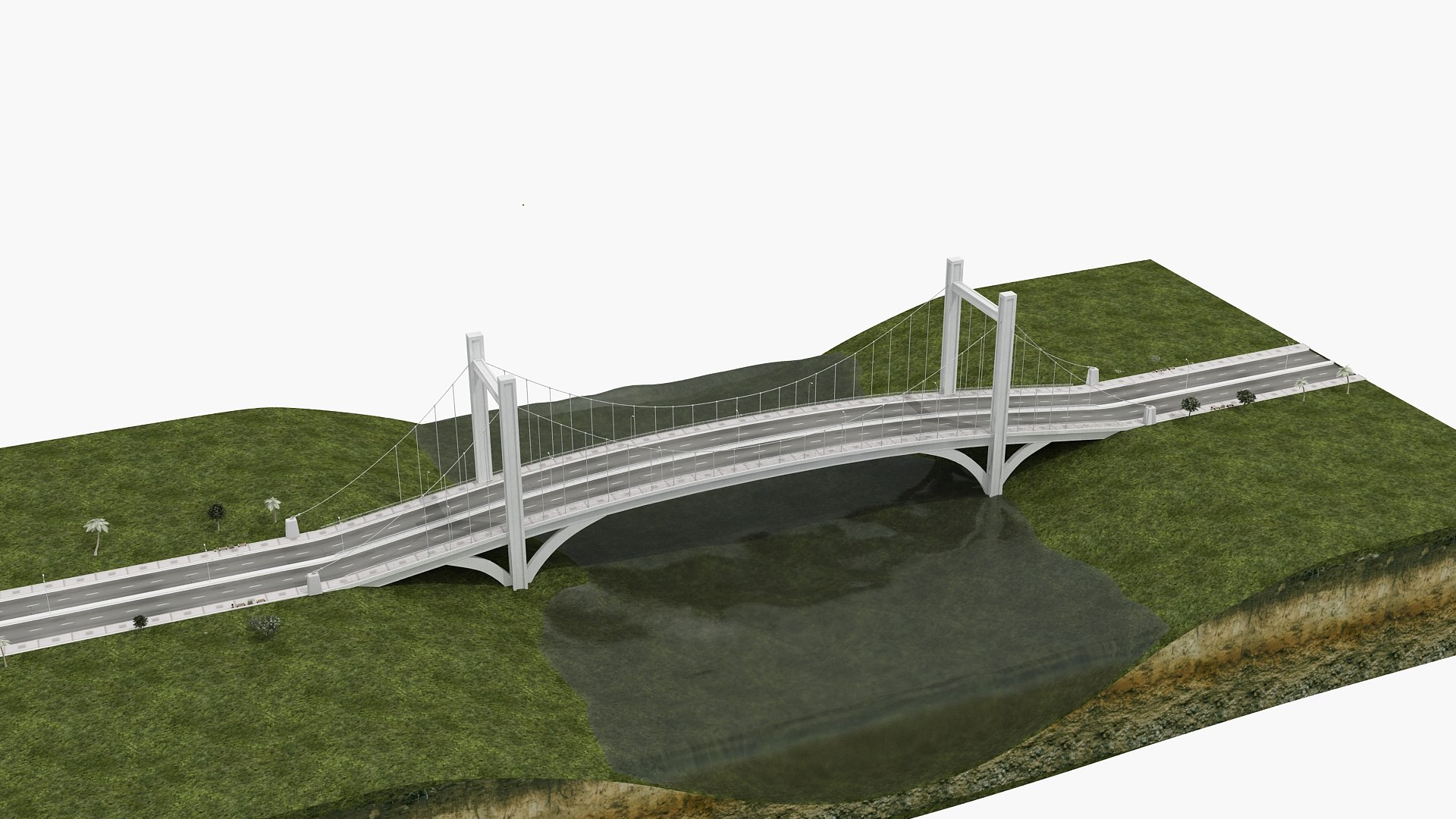 3D Suspension Bridge Model - TurboSquid 1277546