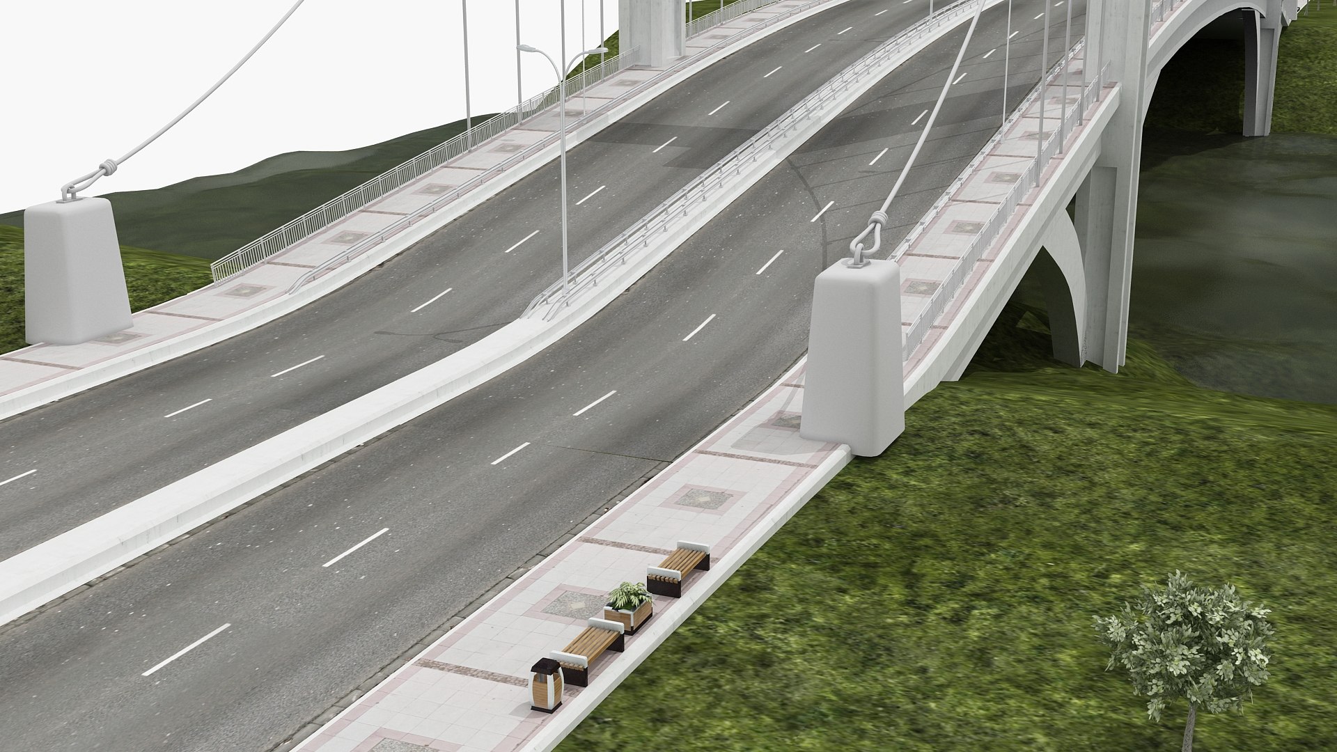 3D Suspension Bridge Model - TurboSquid 1277546