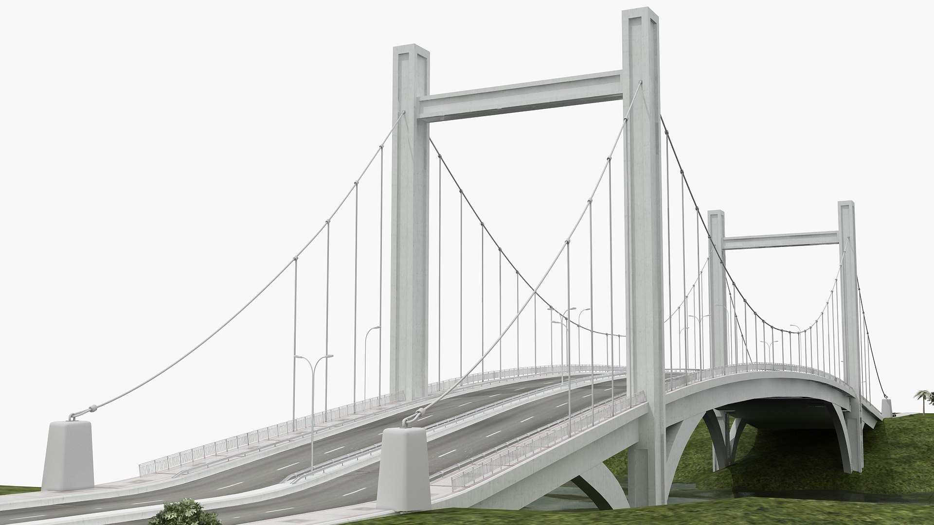 3D Suspension Bridge Model - TurboSquid 1277546
