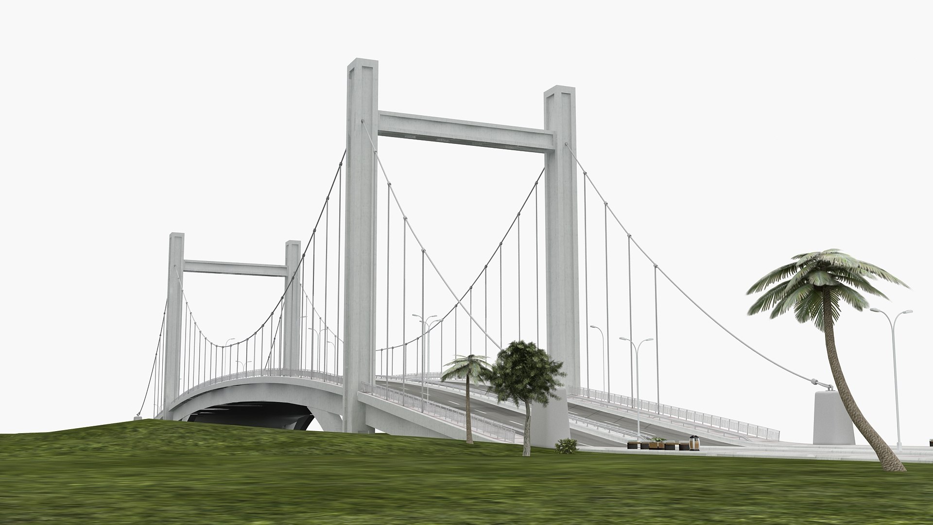 3D Suspension Bridge Model - TurboSquid 1277546