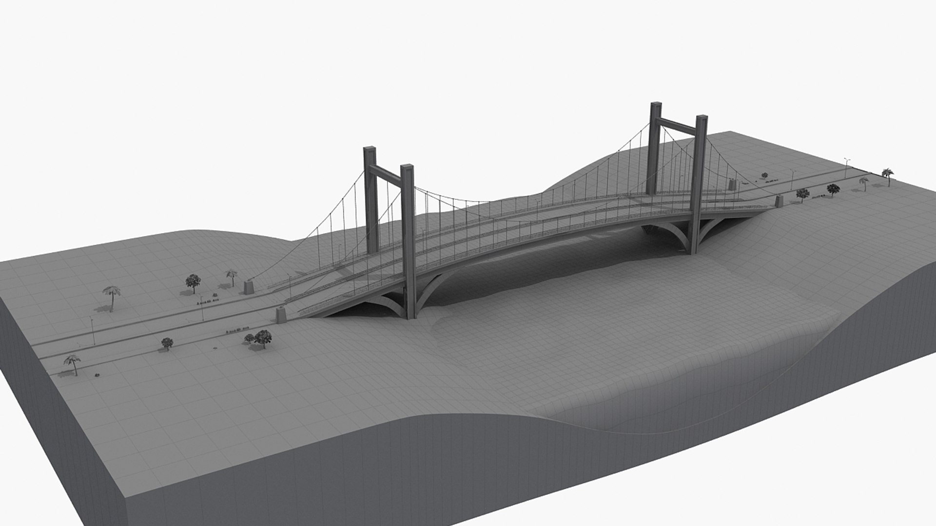 3D Suspension Bridge Model - TurboSquid 1277546