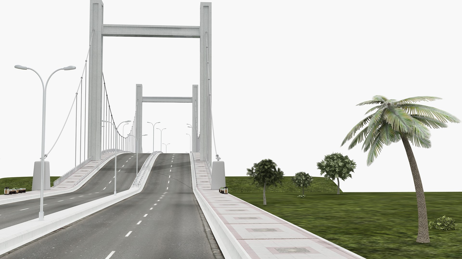 3D Suspension Bridge Model - TurboSquid 1277546