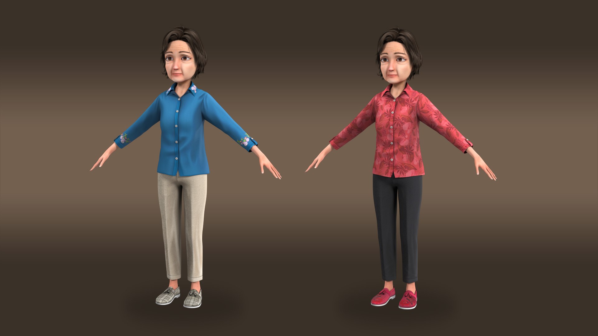 Cartoon Old Woman Mom Mother 3D Model - TurboSquid 2092874