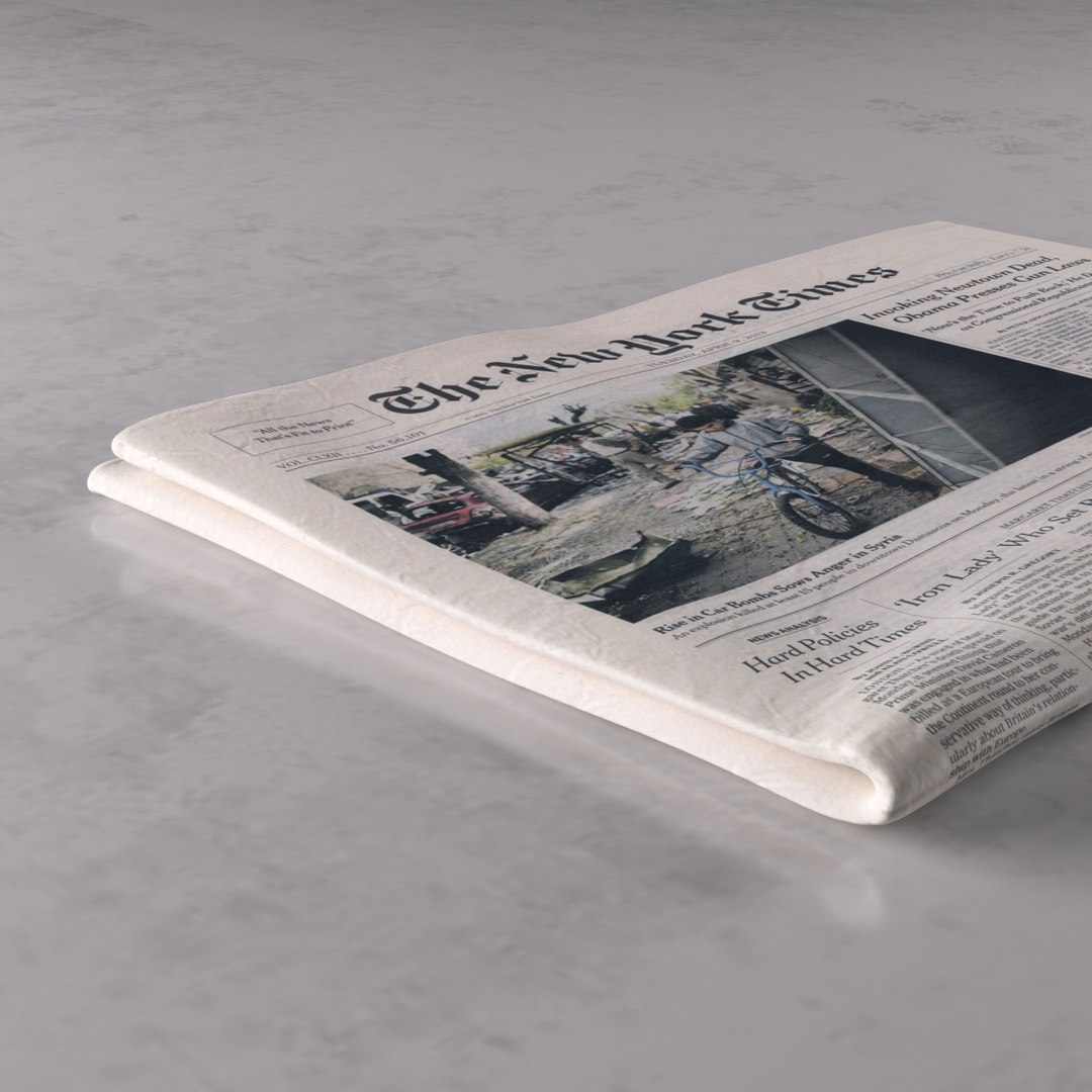 3d model new york newspaper folds