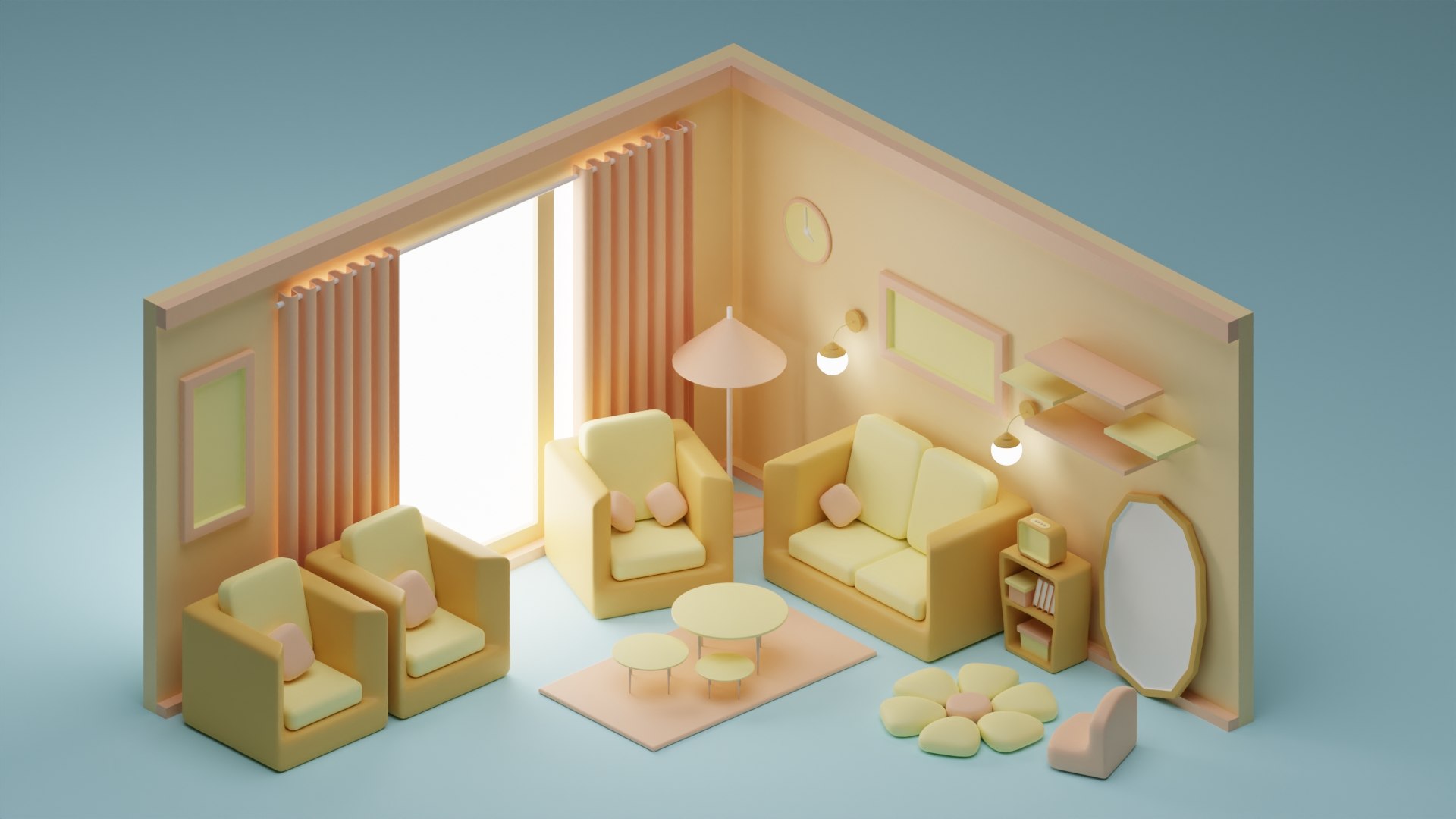 Living Room Scene Models Pack Model - TurboSquid 2055924