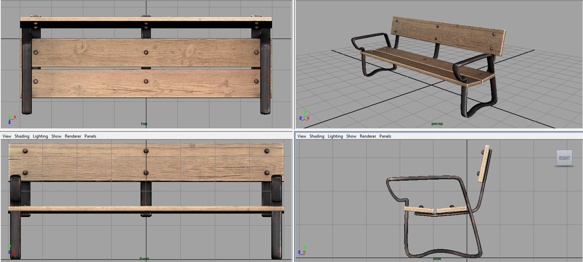 Wood bench 3D model - TurboSquid 1268373