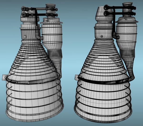 3d model rocket exhaust engine