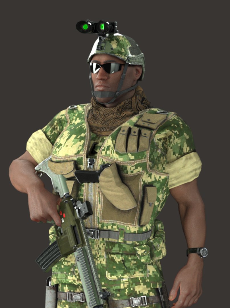 Realistic Rigged Army-D Character Man 3D Model Model - TurboSquid 2262585