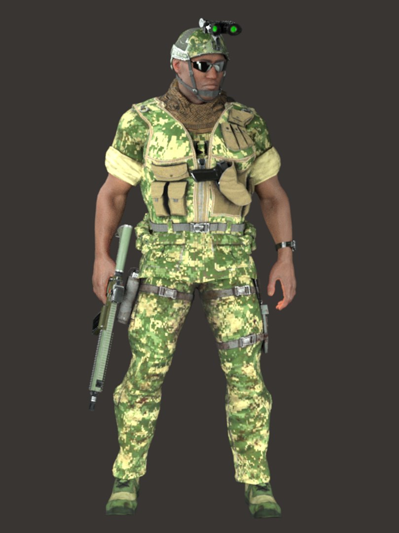 Realistic Rigged Army-D Character Man 3D Model Model - TurboSquid 2262585