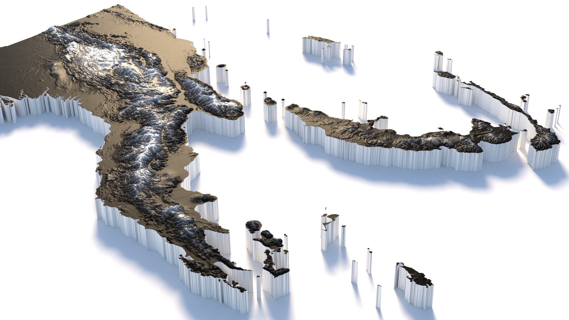 Papua New Guinea Terrain Map 3D - TurboSquid 2336573