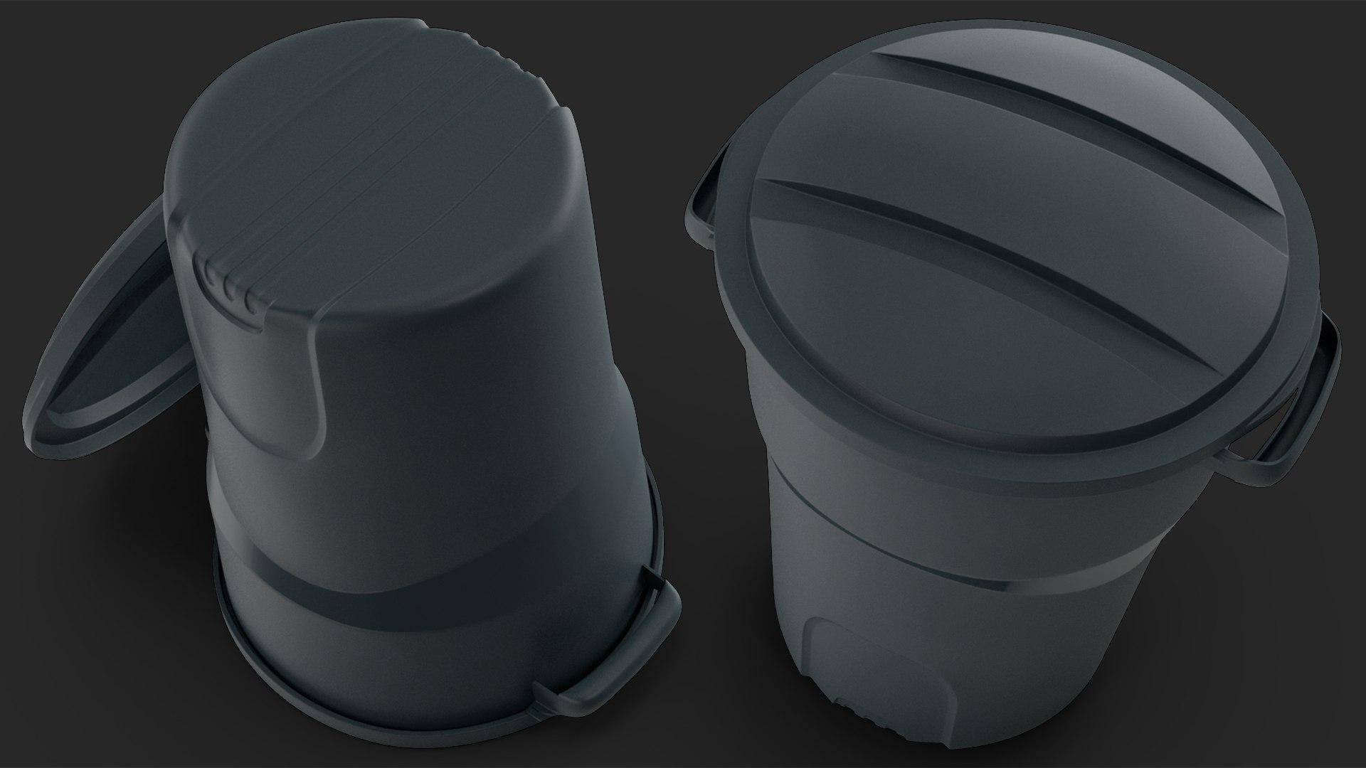 Round Trash Can Black 3D Model - TurboSquid 2083848