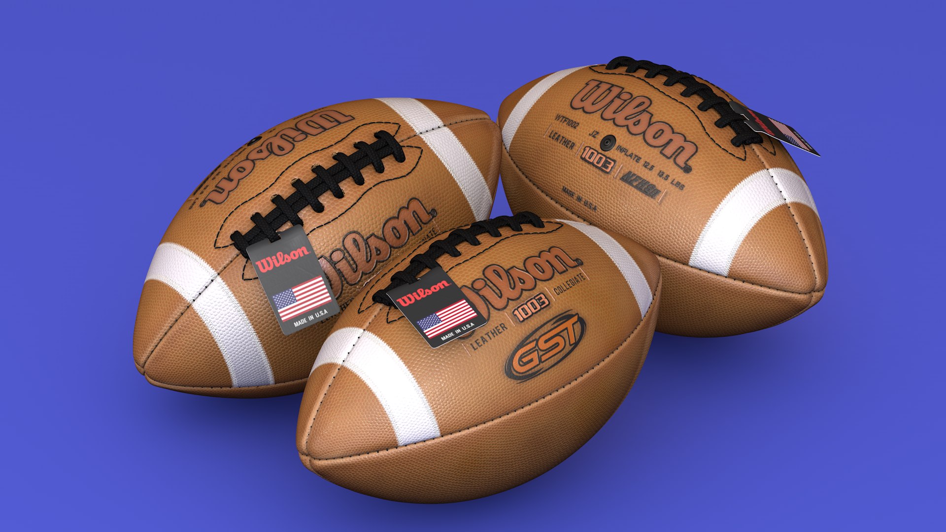 American Football Ball Collection 3D model - TurboSquid 1767139