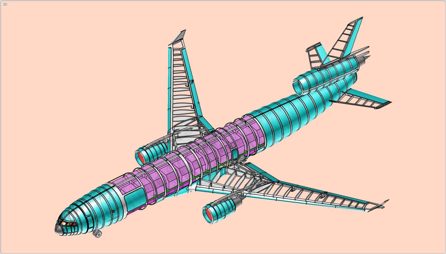 Douglas Md11f Freighter Aircraft 3d Dwg