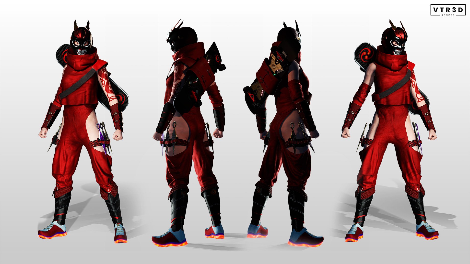 3D Kuro Oni Stylized SciFi Ninja Assassin GameReady Character ...