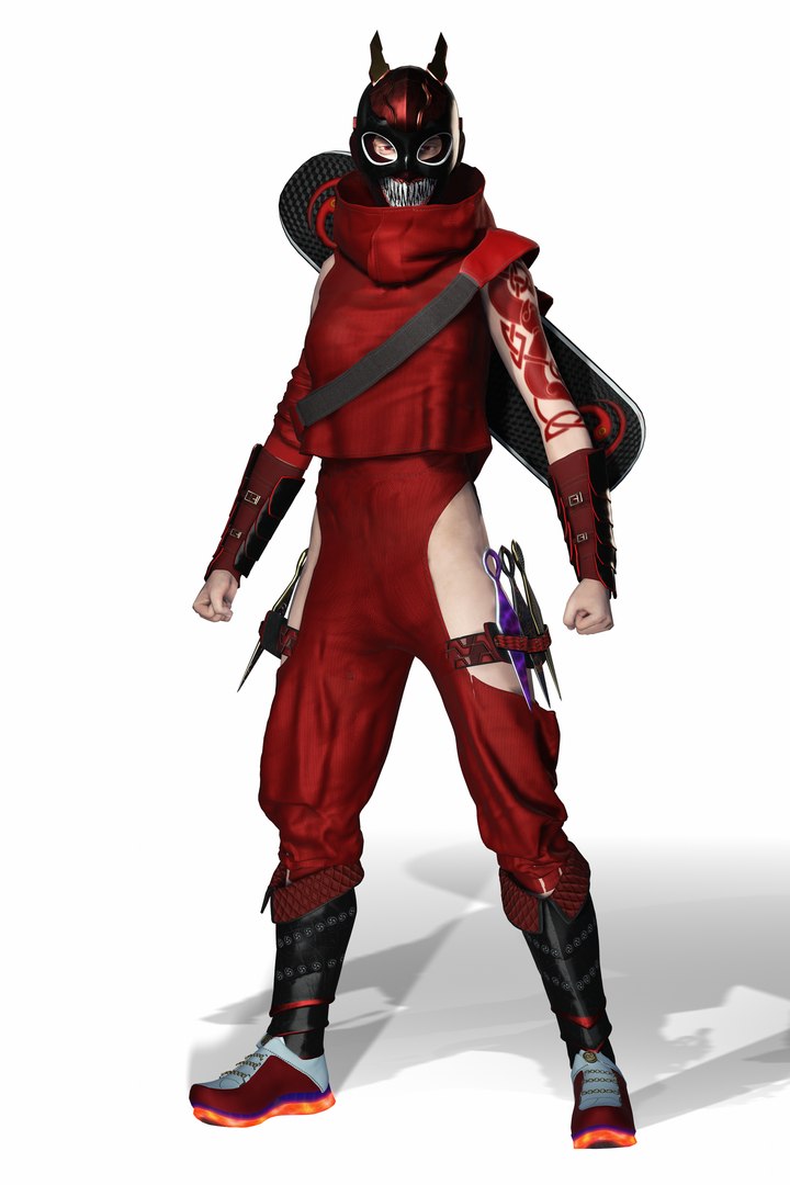 3D Kuro Oni Stylized SciFi Ninja Assassin GameReady Character ...