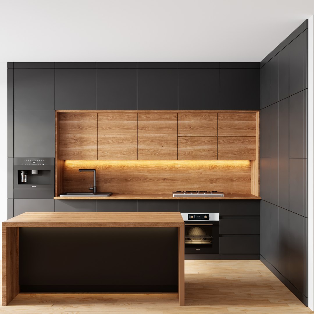 Modern Kitchen With Island 3D - TurboSquid 1822396