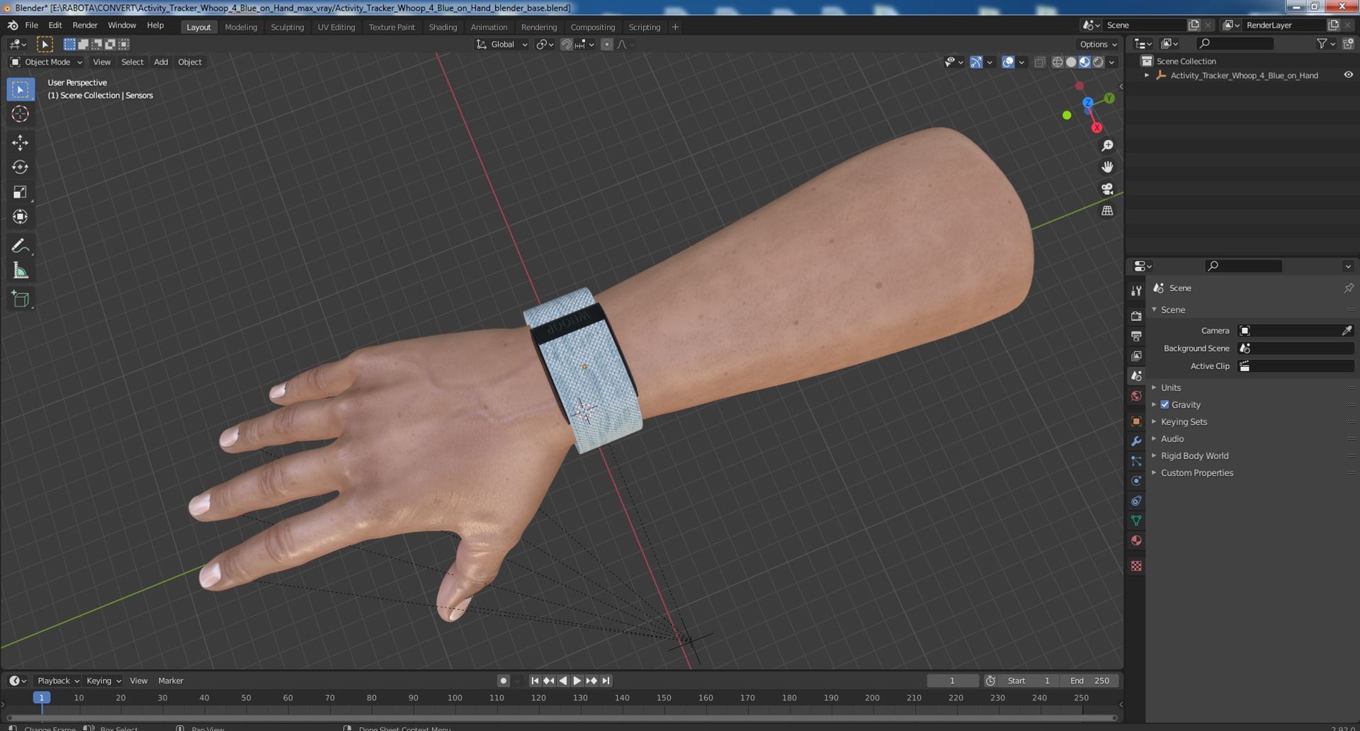 Activity Tracker Whoop 4 Blue On Hand 3D - TurboSquid 2113672