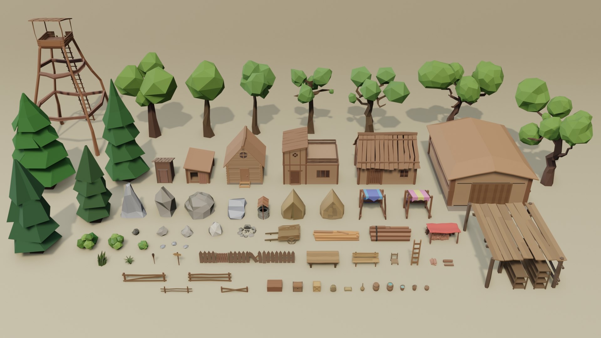LowPoly Forest Camp 8 Medieval Village 3D - TurboSquid 1785593