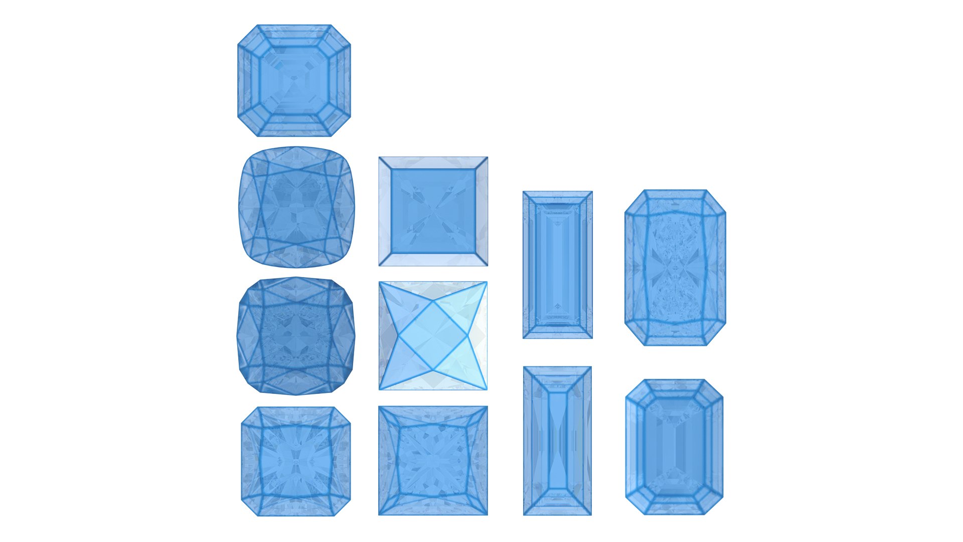 Gemstones In Different Square Cuts 3D Models Pack2 3D Model ...
