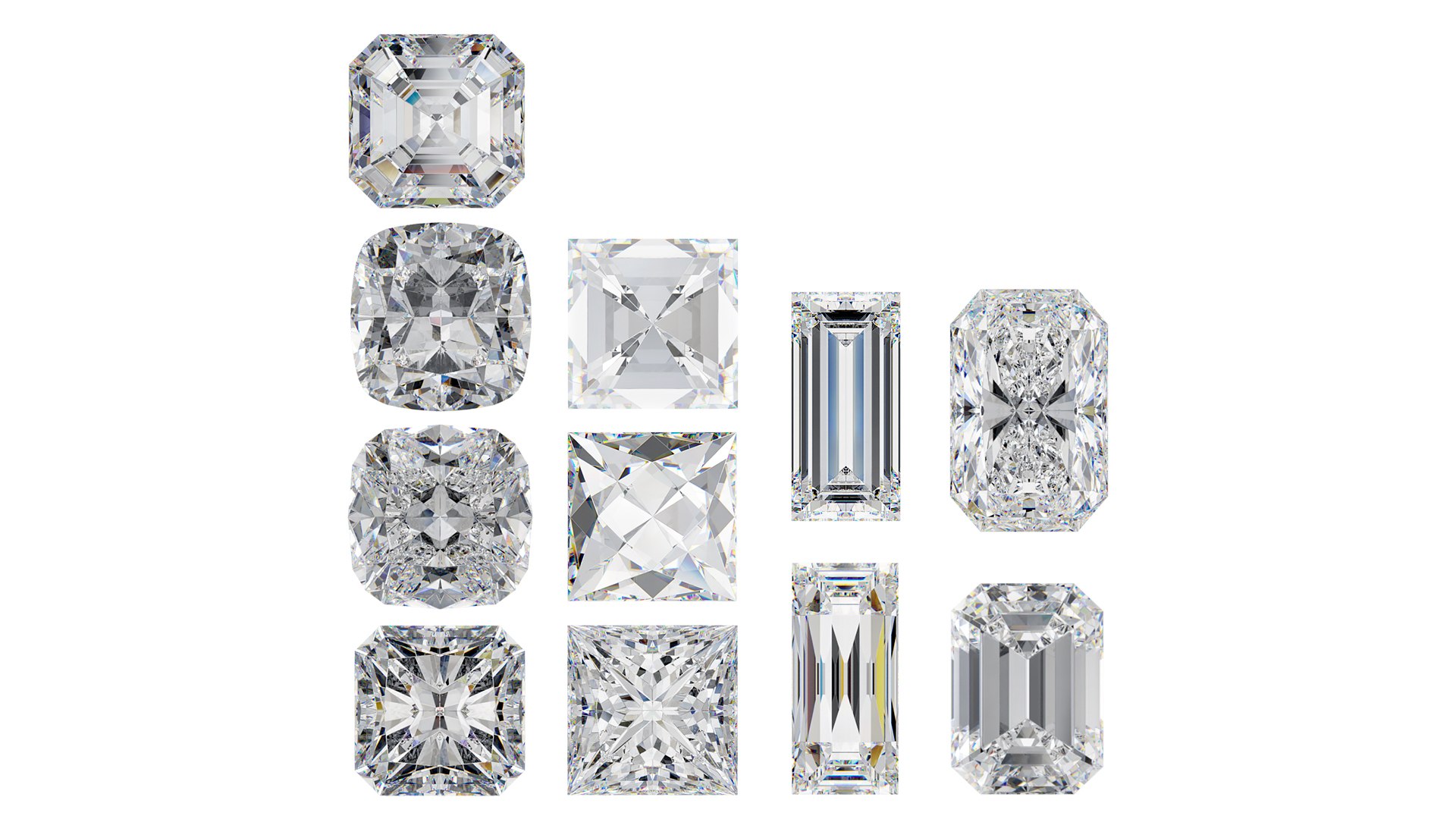 Gemstones In Different Square Cuts 3D Models Pack2 3D Model ...