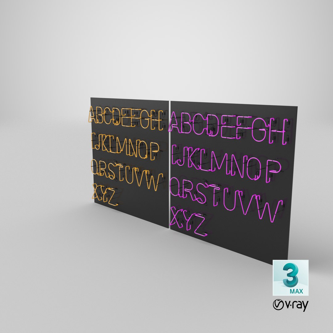 3D Detailed Neon Alphabet Lights - TurboSquid 2073632