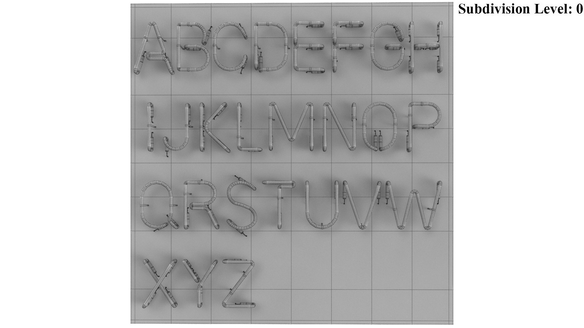 3D Detailed Neon Alphabet Lights - TurboSquid 2073632