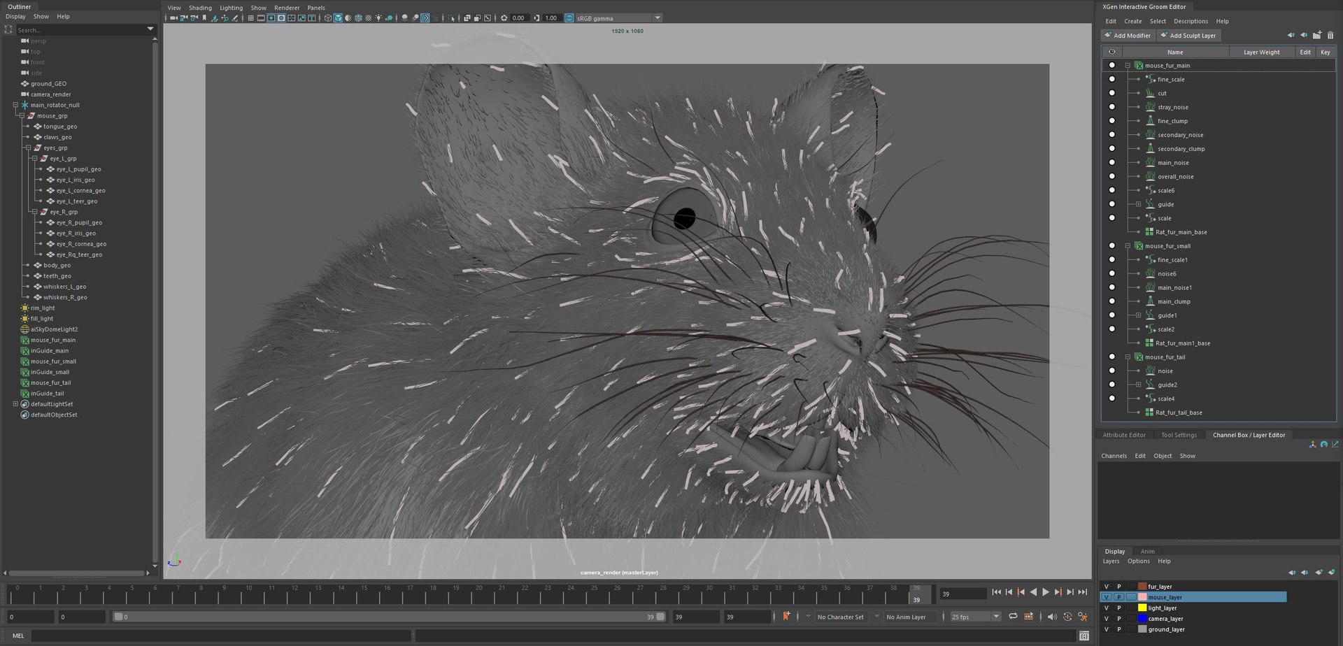 3D house mouse fur hair model - TurboSquid 1671870