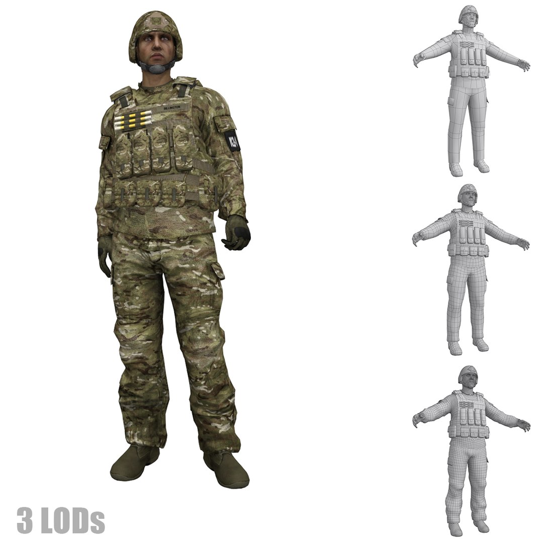 3d max rigged soldier s