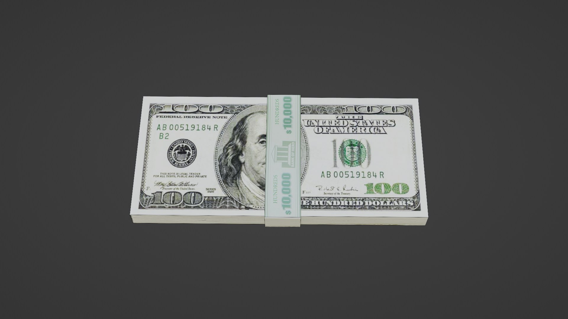 100 Dollar Currency 3D Model - TurboSquid 2141198