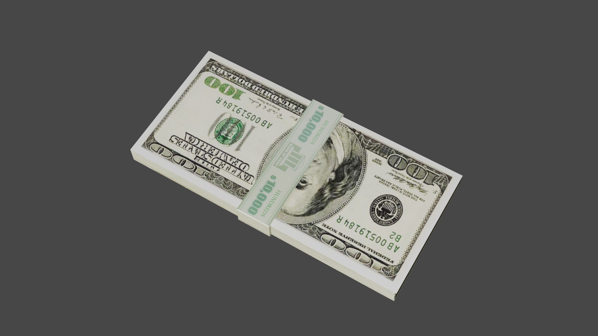 100 Dollar Currency 3D Model - TurboSquid 2141198