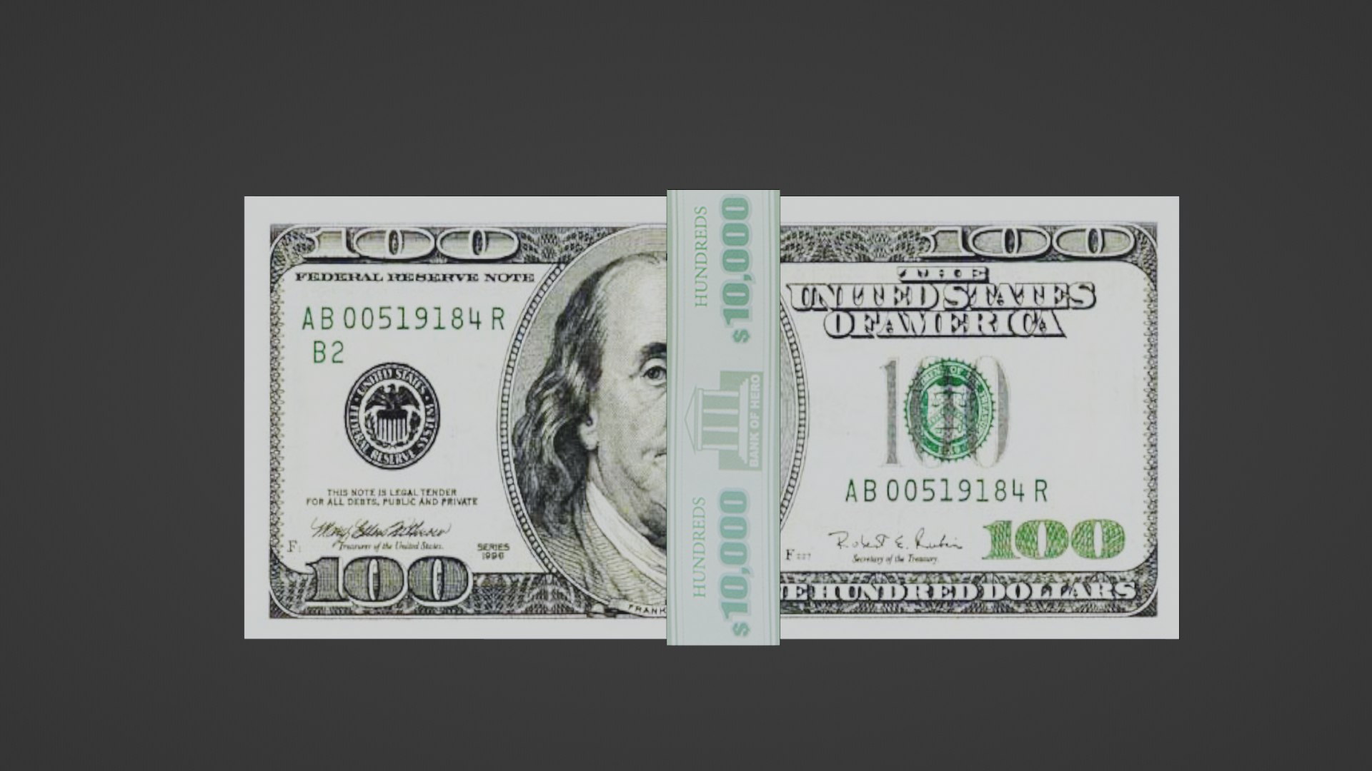 100 Dollar Currency 3D model - TurboSquid 2141198